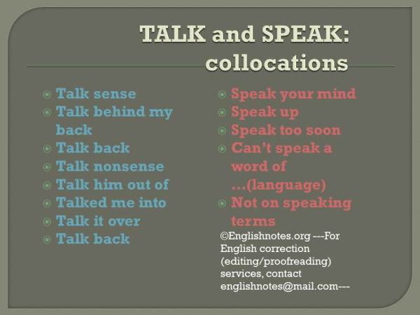Talk and Speak: collocations | English Notes